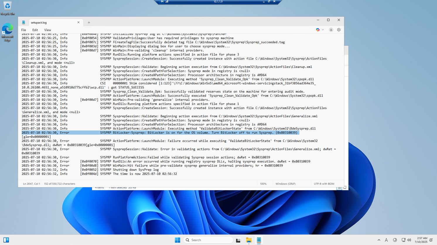 Windows 11 24H2でSysprepを実行するとエラーになる – Cloud Steady | パーソルクロステクノロジー株式会社